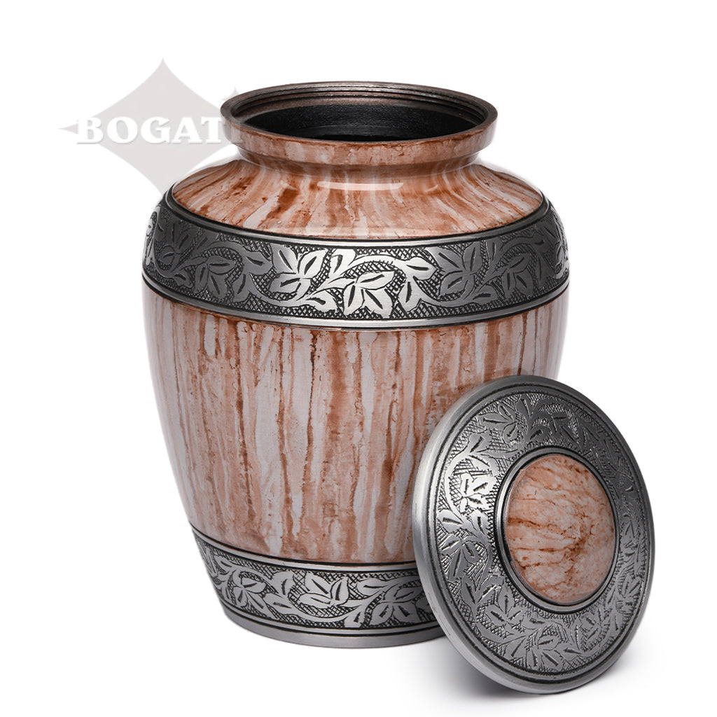 Adult Washed Brown & White Urn | Bogati Urn Company