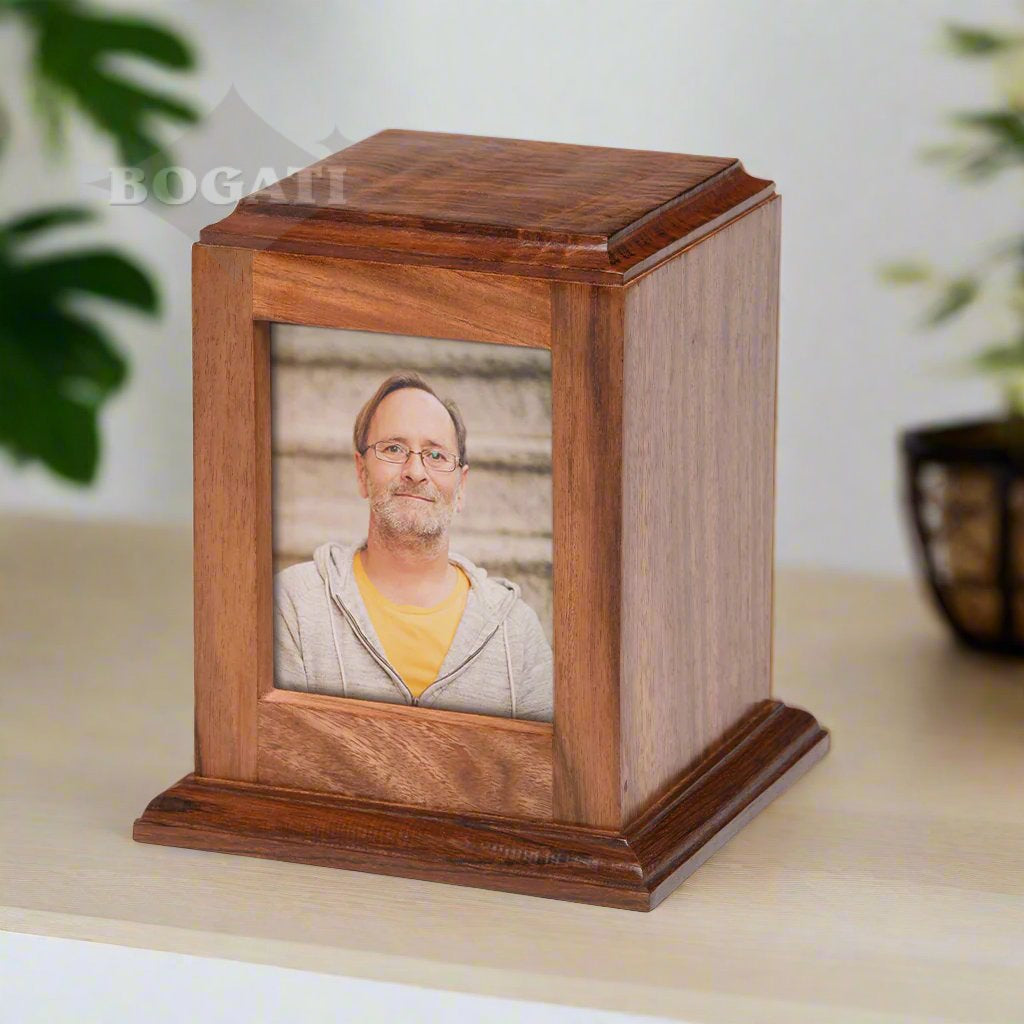 LARGE - Rosewood -518- Vertical Photo Frame Urn | Bogati Urn Company