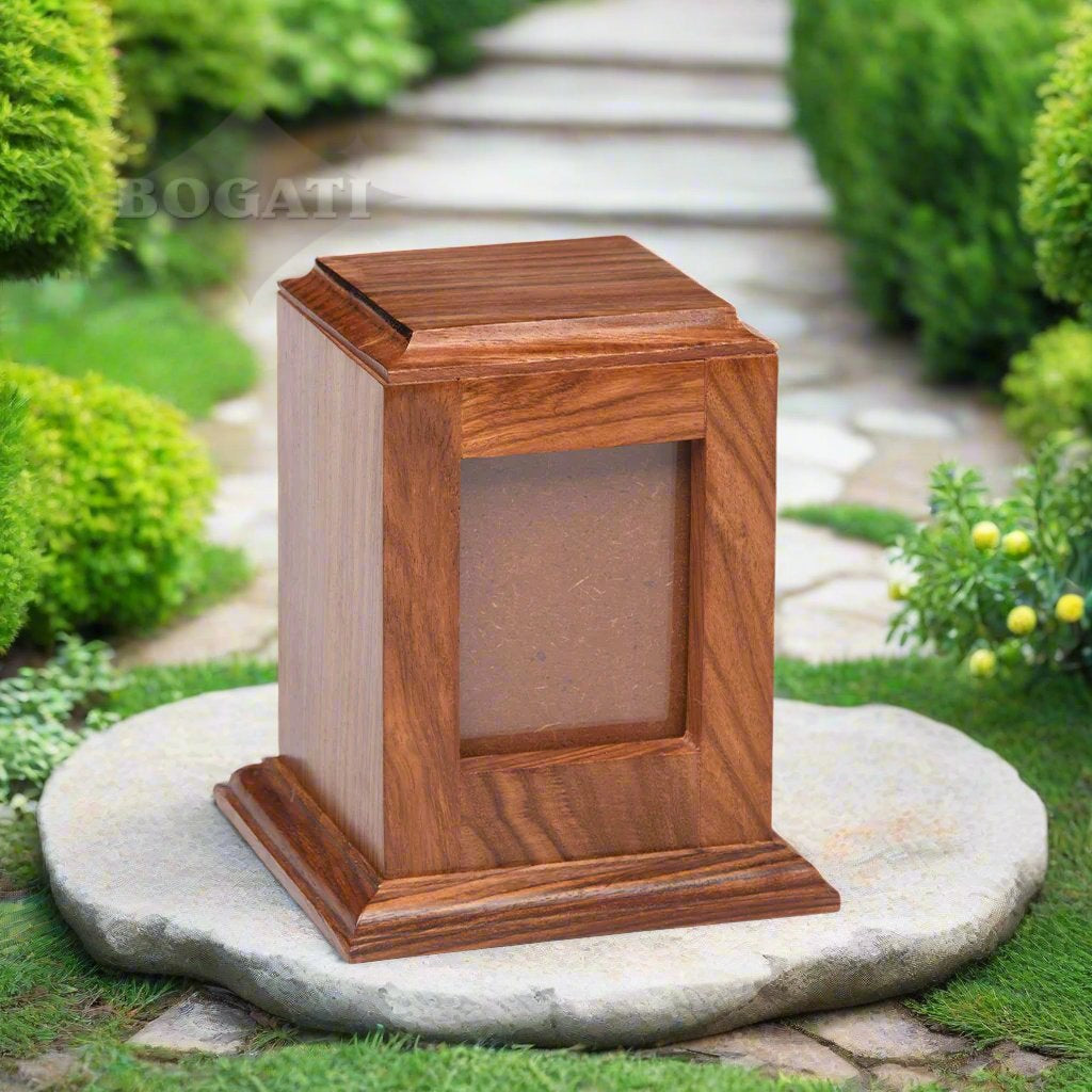 SMALL - Rosewood -518- Vertical Photo Frame Urn | Bogati Urn Company
