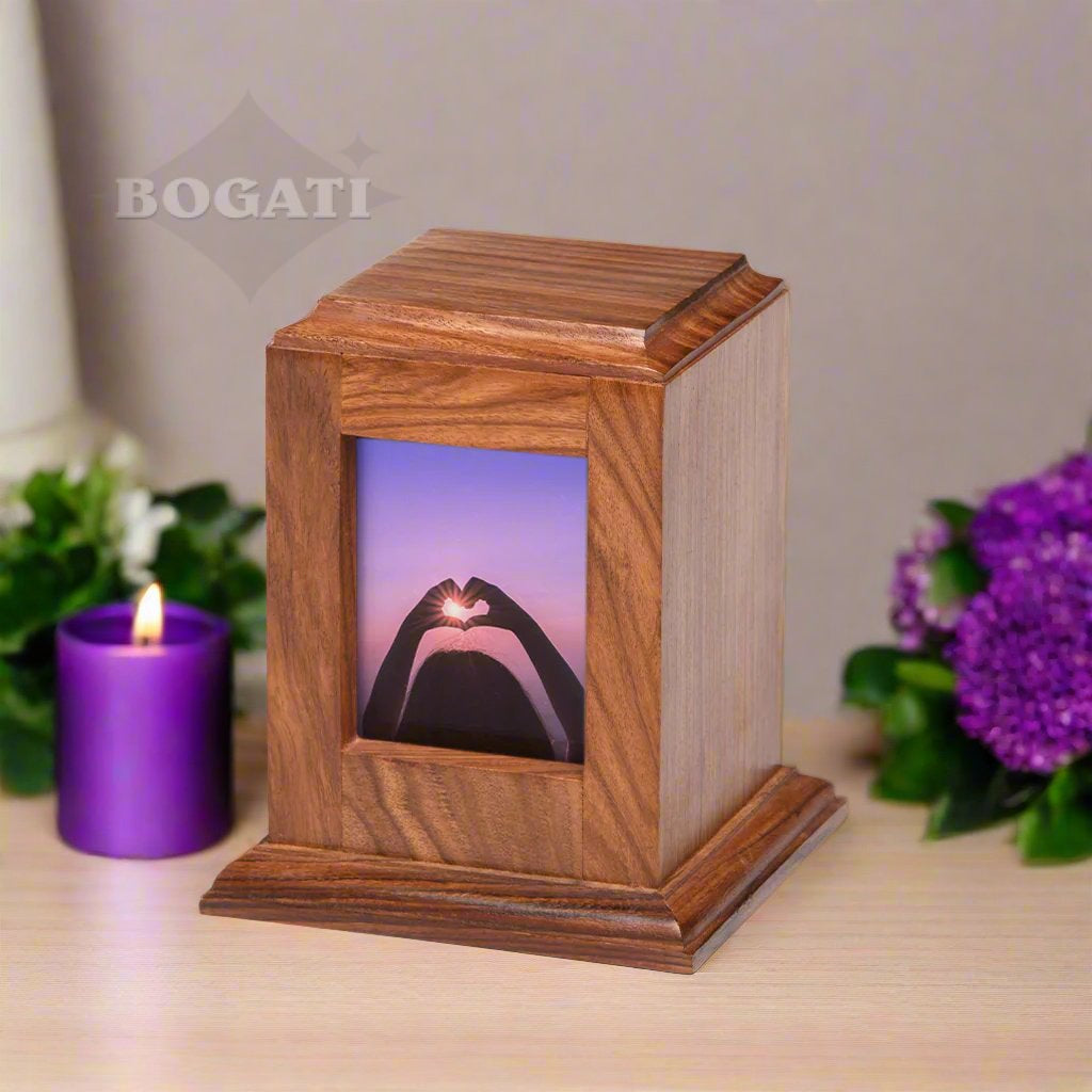 SMALL - Rosewood -518- Vertical Photo Frame Urn | Bogati Urn Company