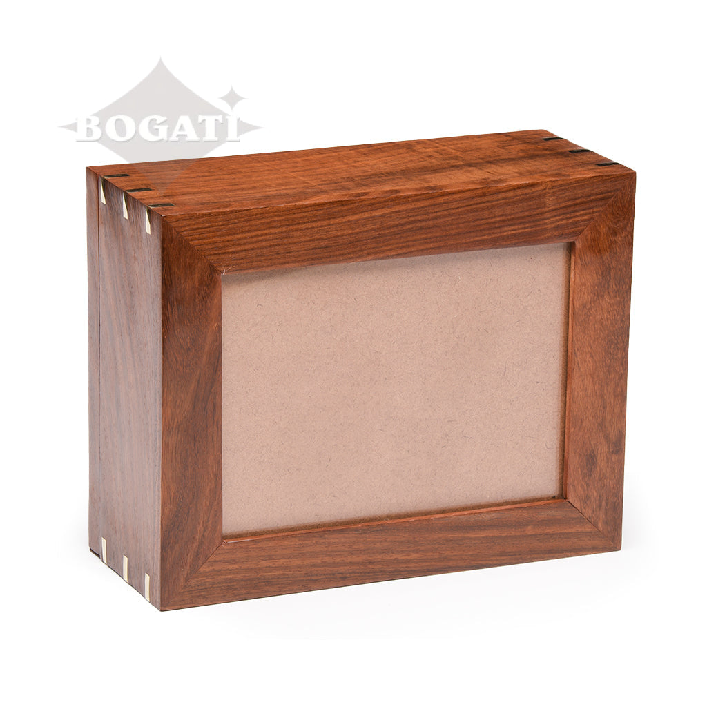 LARGE - Rosewood Photo Frame Urn -517- Brass coners | Bogati Urn Company