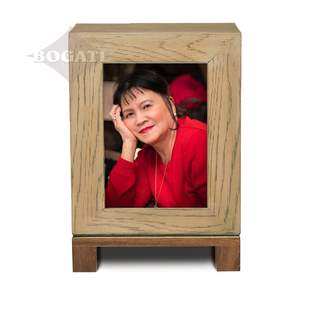 Adult Whitewashed Photo Frame Urn | Bogati Urn Company