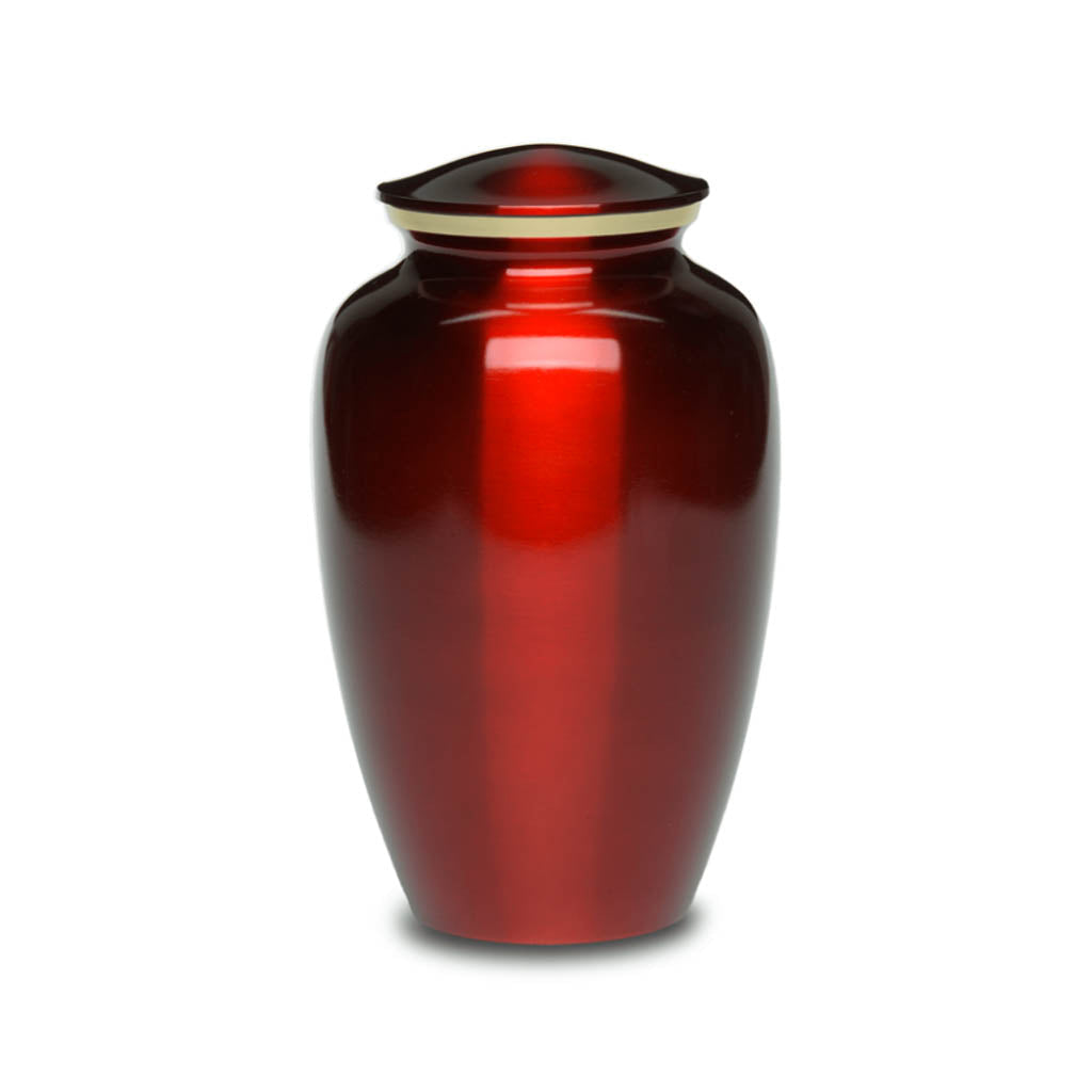 Adult Shiny Red Brass Urn | Bogati Urn Company