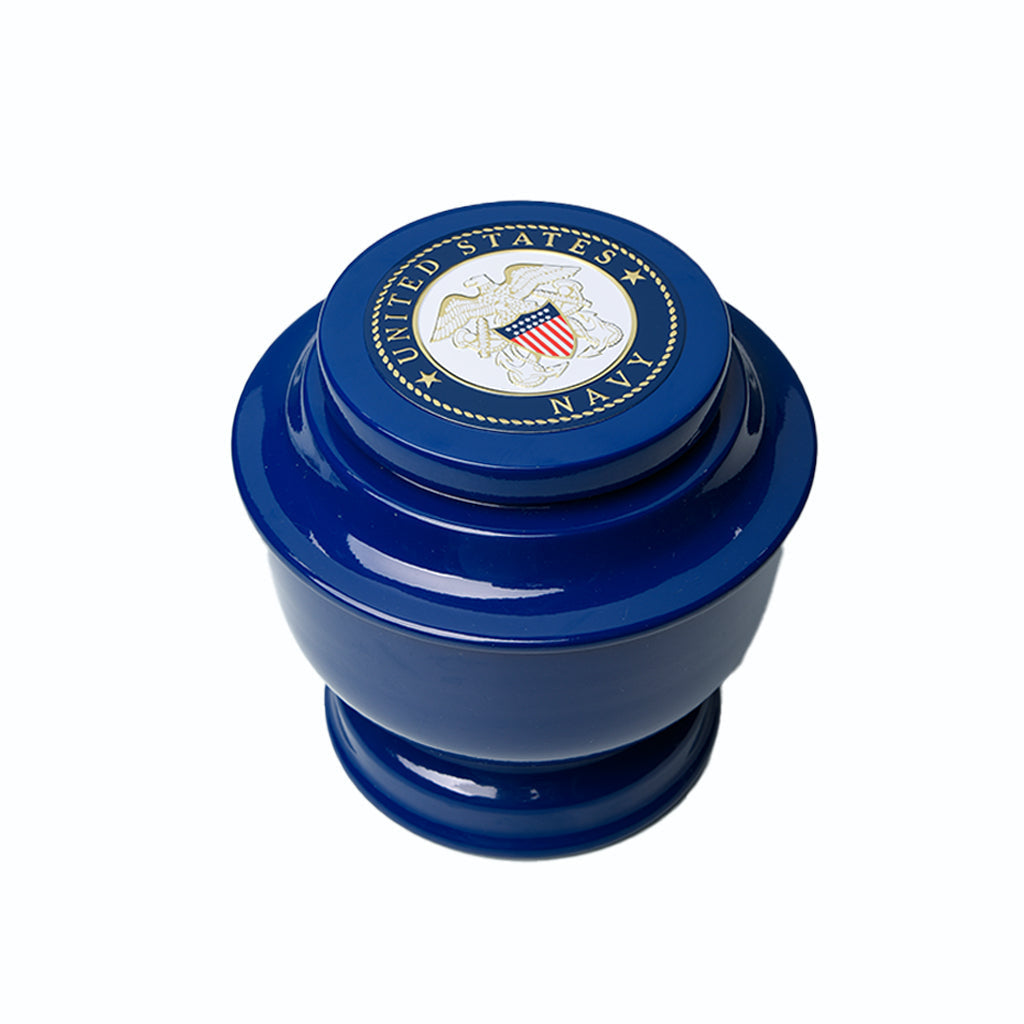 Adult Simple Alloy Urn with Military Emblem | Bogati Urn Company