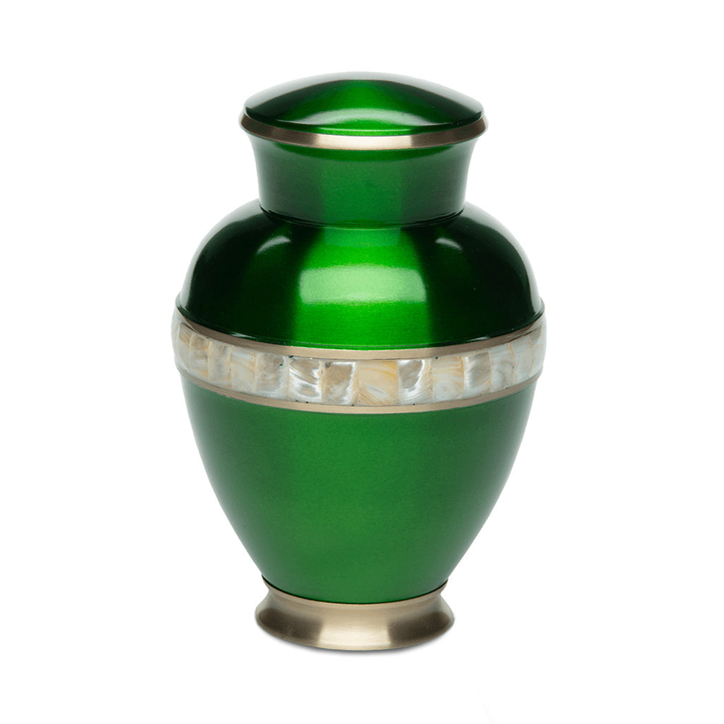 Adult High-gloss Mother of Pearl Urn | Green | Bogati Urn Company