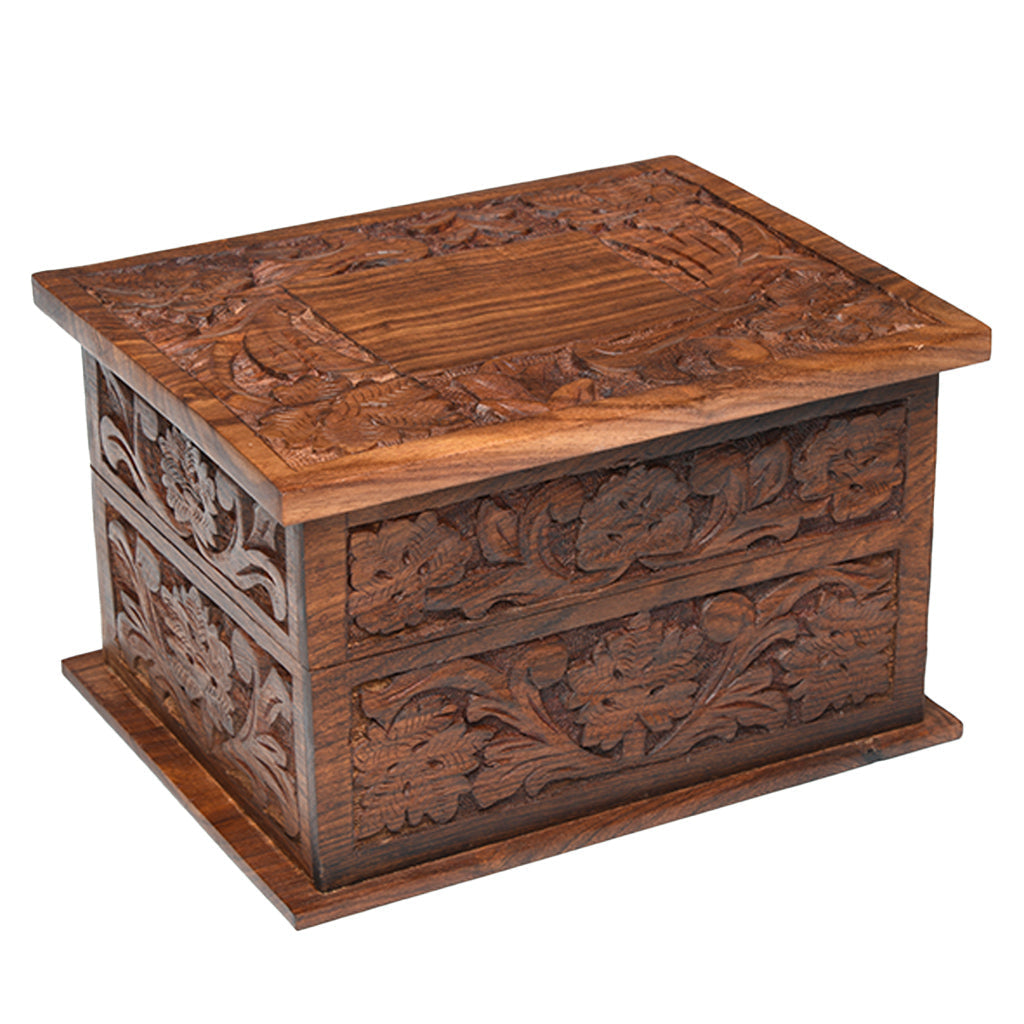 Rosewood Urn with Carving Details | Bogati Urn Company