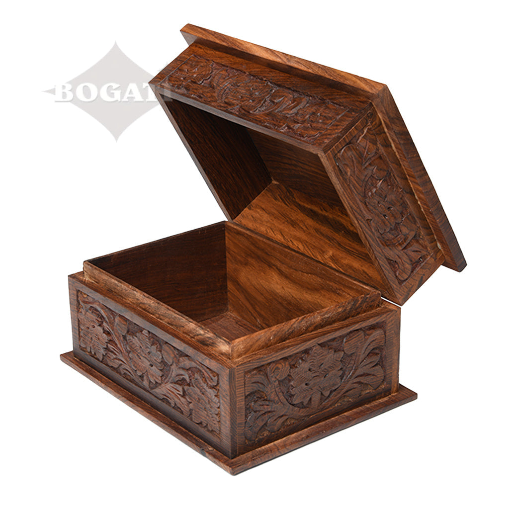 Rosewood Urn with Carving Details | Bogati Urn Company
